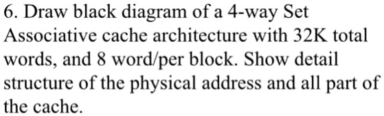 SOLVED: Draw a block diagram of a 4-way Set Associative cache ...
