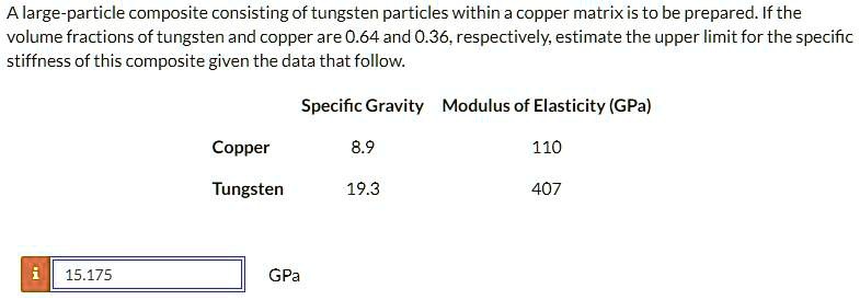 SOLVED: A large-particle composite consisting of tungsten particles ...