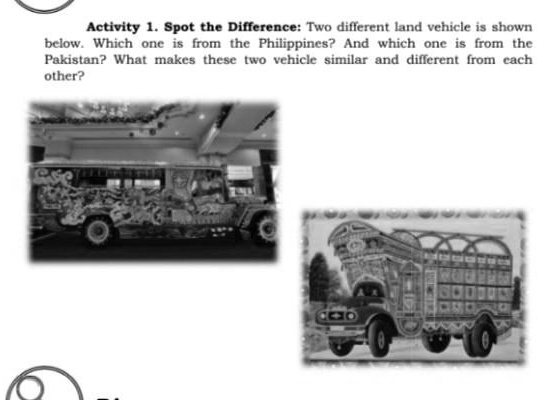activity 1 spot the difference two different land vehicle is shownbelow ...