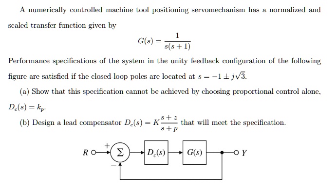 SOLVED: A numerically controlled machine tool positioning servomechanism has a normalized and ...