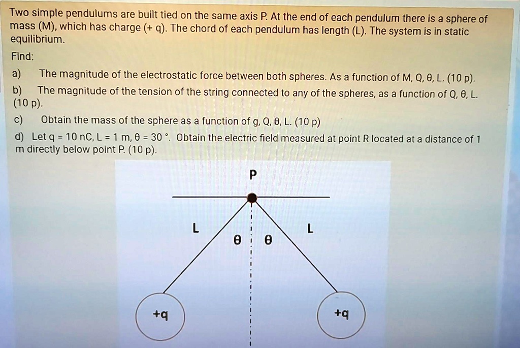 SOLVED: Two simple pendulums are built tied on the same axis P At the end of each pendulum there ...