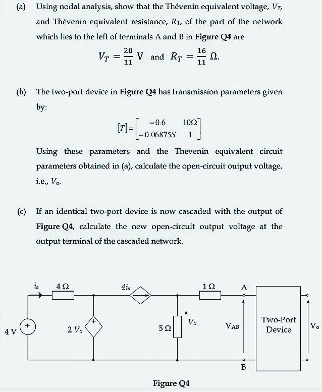 SOLVED: Using nodal analysis, show that the Thevenin equivalent voltage ...