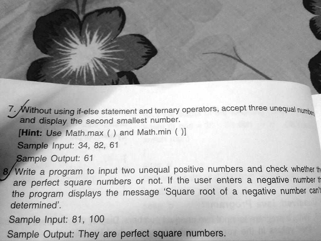 SOLVED:"plz solve this using Math.min. and Math.max ......Q7 7/Nithout using if-else statement ...