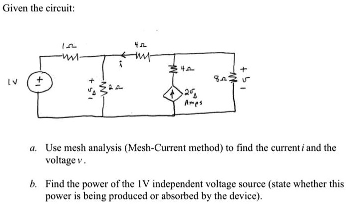 SOLVED: Given the circuit: 15Î© 45Î© WM 4nF LV Ames a. Use mesh analysis (Mesh-Current method ...