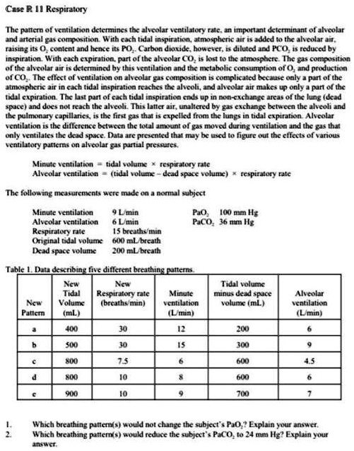 Case R 11 Respiratory The pattern of ventilation determines the ...