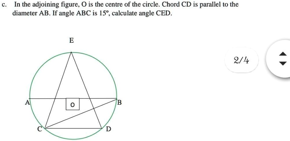 c. In the adjoining figure, O is the centre of the circle. Chord CD is parallel to the diameter ...