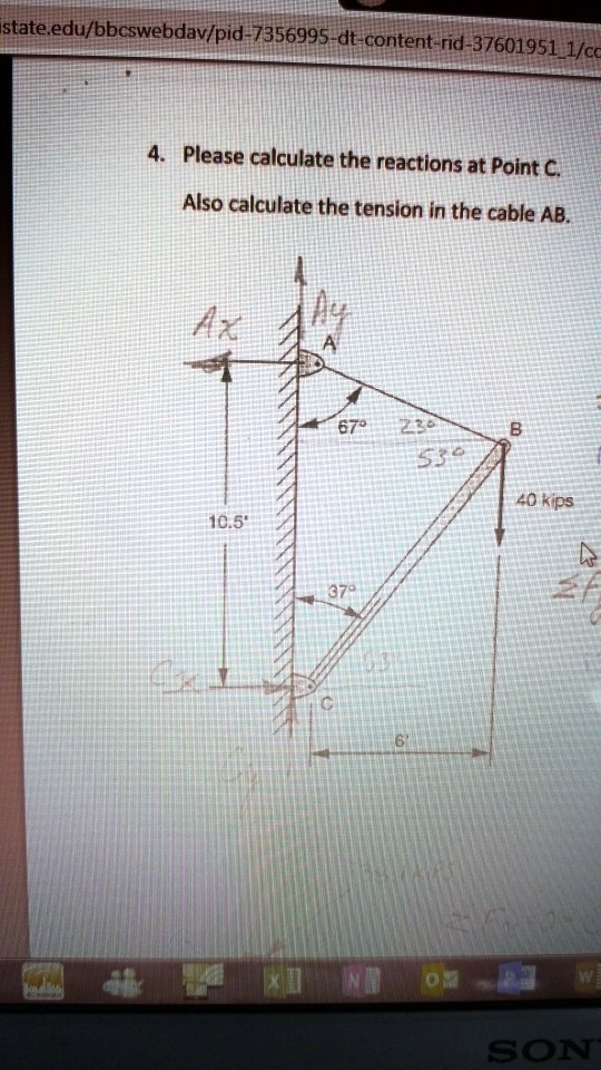 4. Please calculate the reactions at Point C. Also calculate the ...