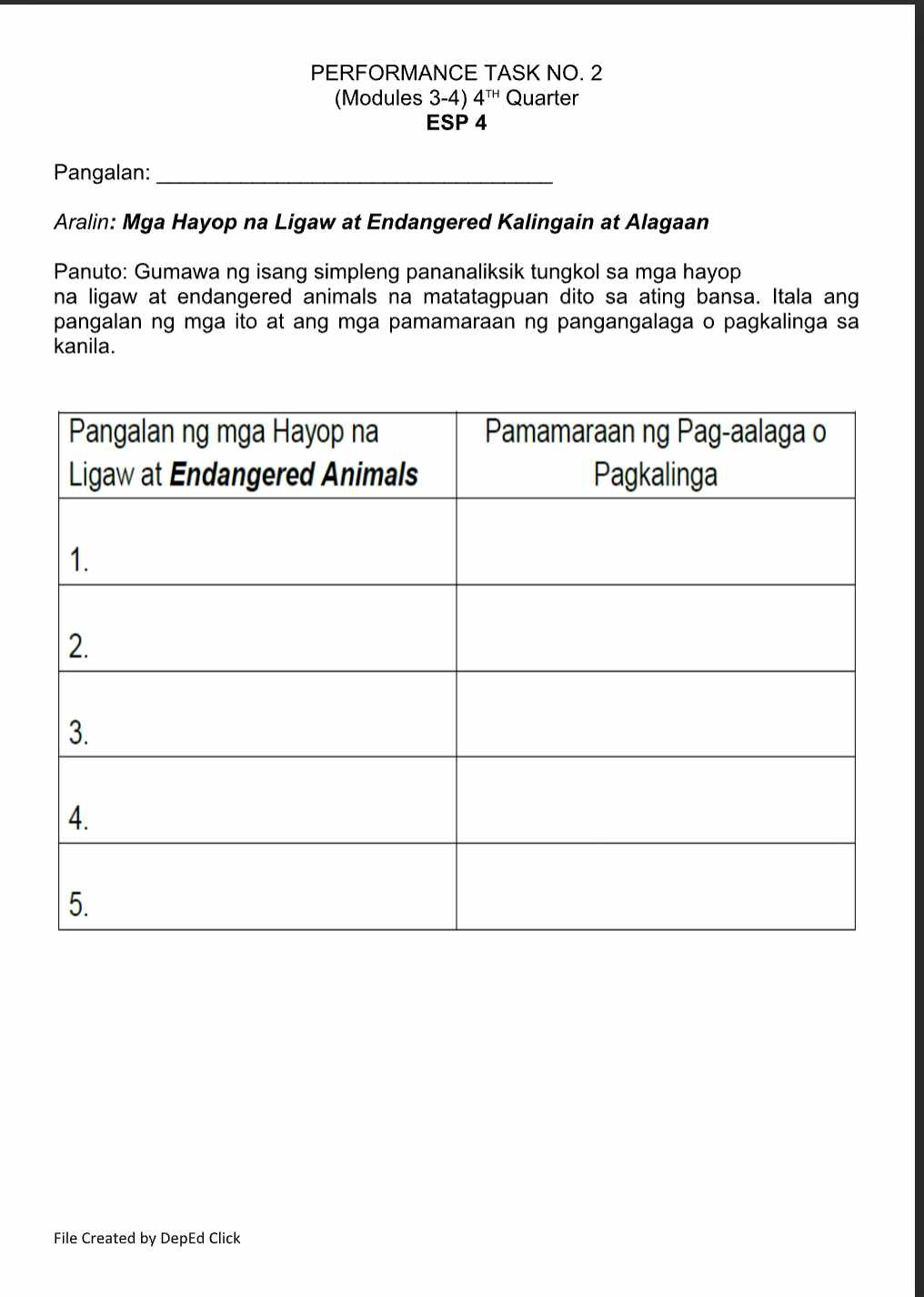 SOLVED: PERFORMANCE TASK NO. 2 (Modules 3-4) 4^TH Quarter ESP 4 ... SOLVED: PERFORMANCE TASK NO. 2 (Modules 3-4) 4^TH Quarter ESP 4 ...