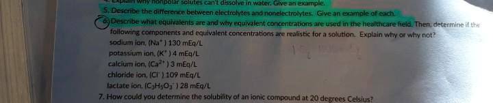 SOLVED: onpolat = dissolve In watet Give an example 5 Deicnibe the ...