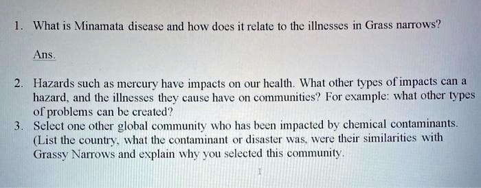 SOLVED: Whal is Minamata disease and how does it relale to the ...