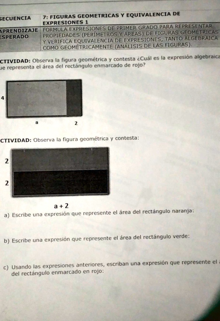 SOLVED: SECUENCIA 7: FIGURAS GEOMETRICAS Y EQUIVALENCIA DE EXPRESIONES ...