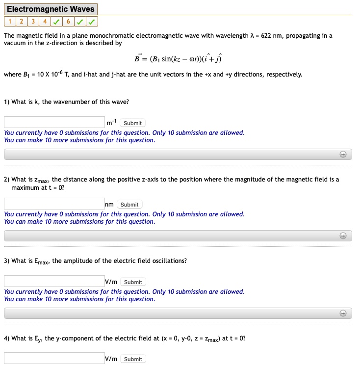 electromagnetic waves the magnetic field in a plane monochromatic electromagnetic wave with ...