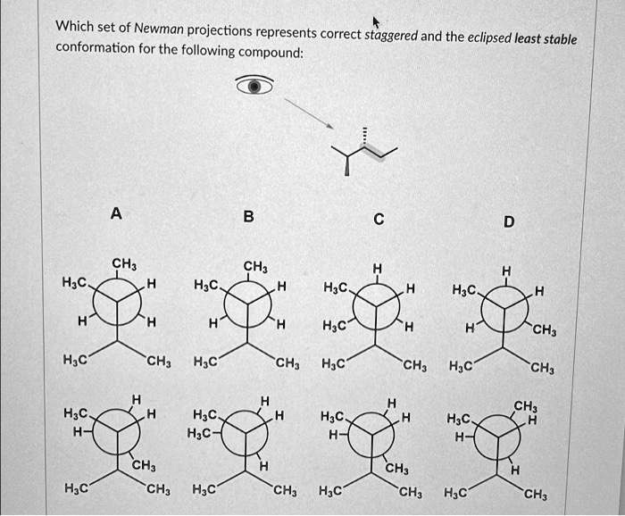 SOLVED: Which set of Newman projections represents the correct staggered and eclipsed least ...