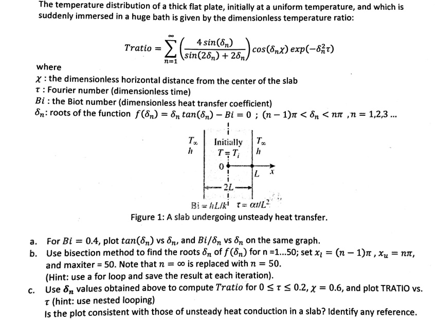 SOLVED:The temperature distribution of a thick flat plate, initially at ...
