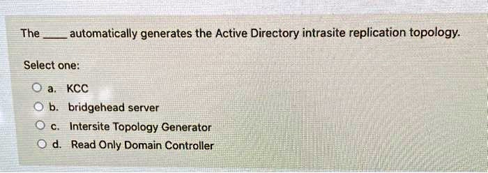 The automatically generates the Active Directory intrasite replication ...