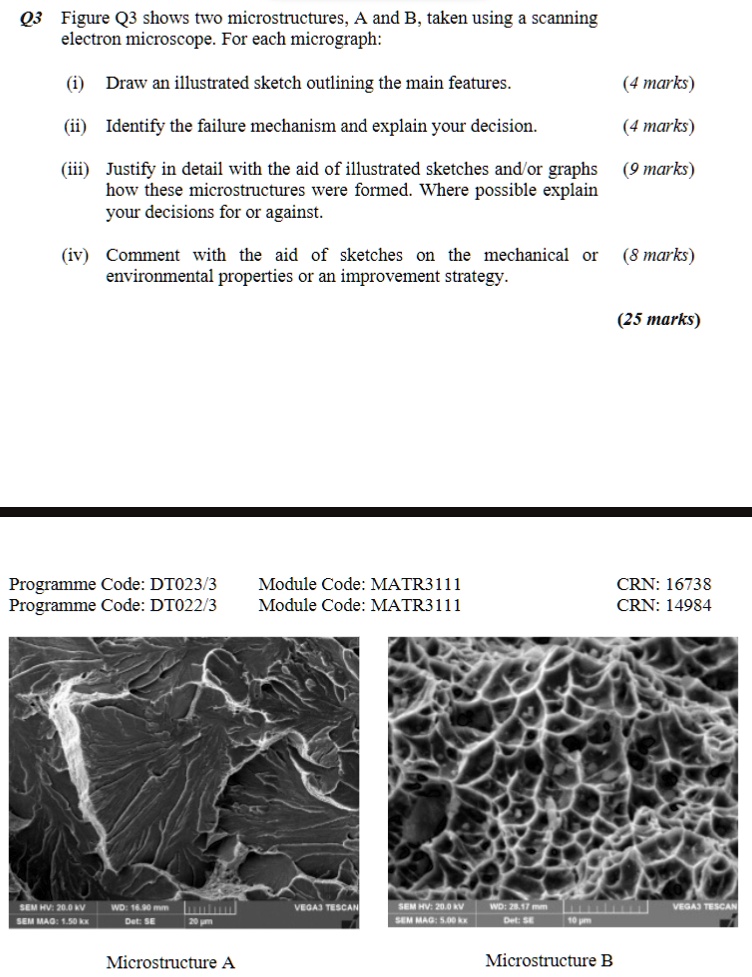 VIDEO solution: Figure Q3 shows two microstructures, A and B, taken using a scanning electron ...