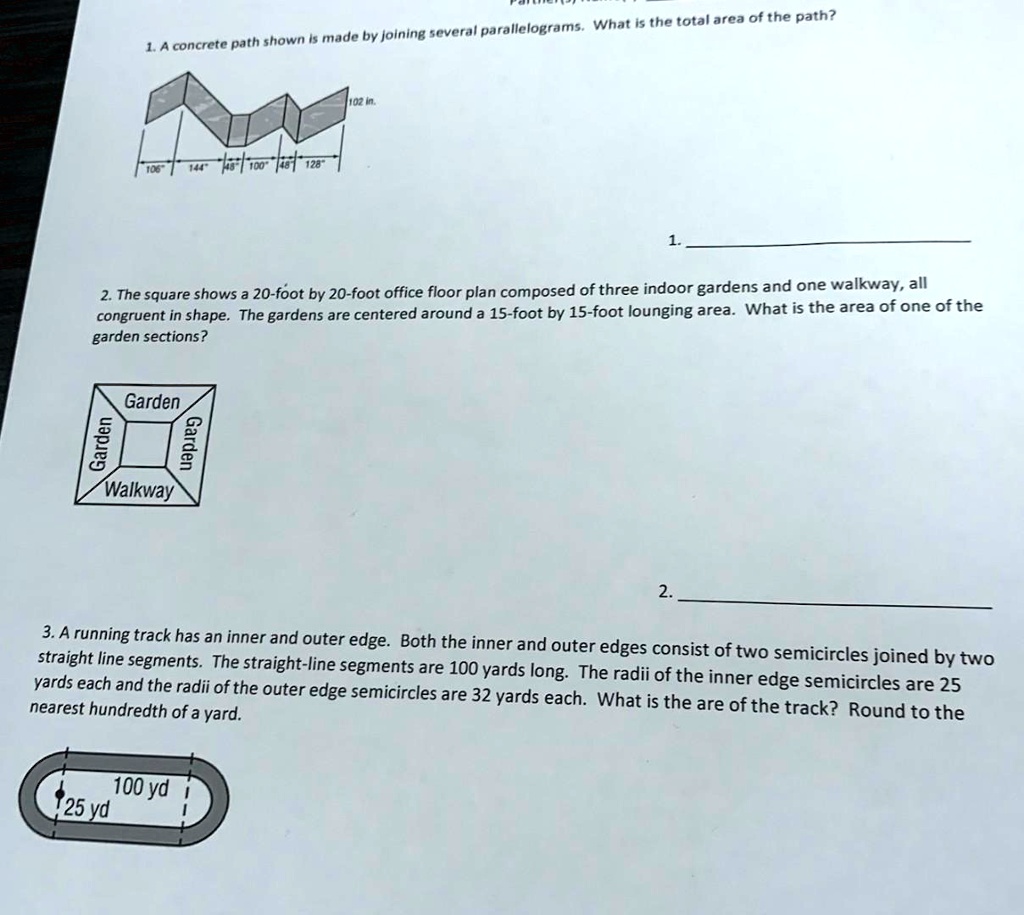 SOLVED: Texts: 1. A concrete path shown is made by joining several ...