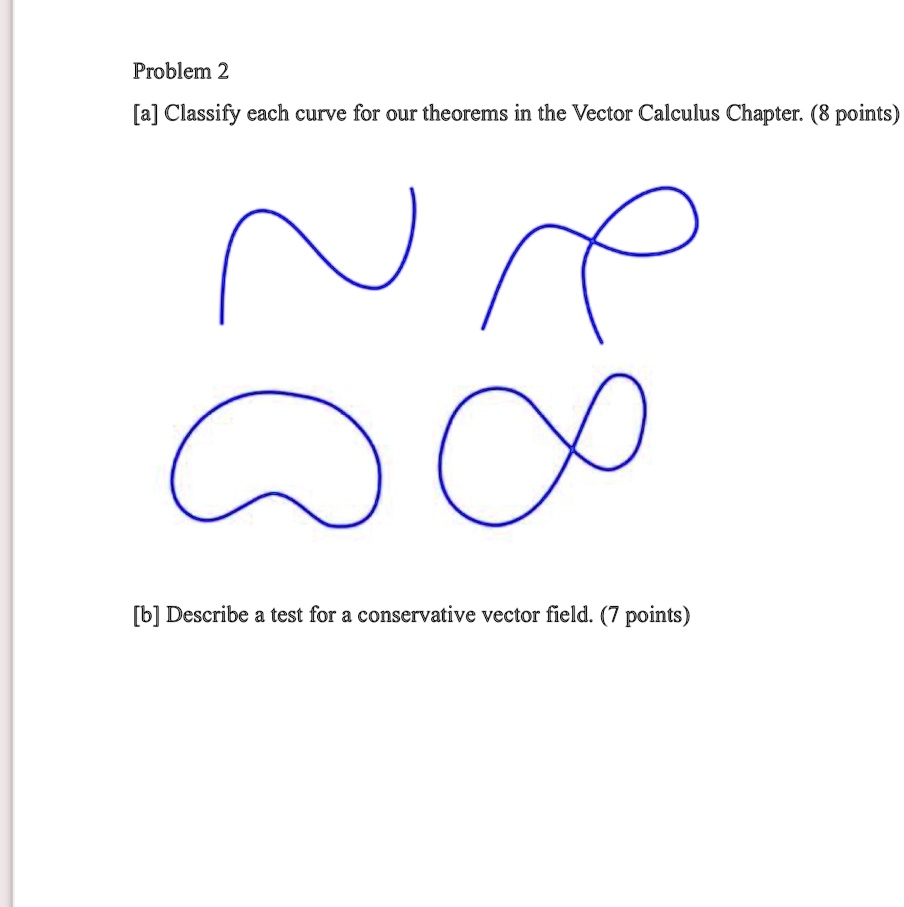 problem 2 a classify each curve for our theorems in the vector calculus chapter 8 points b ...