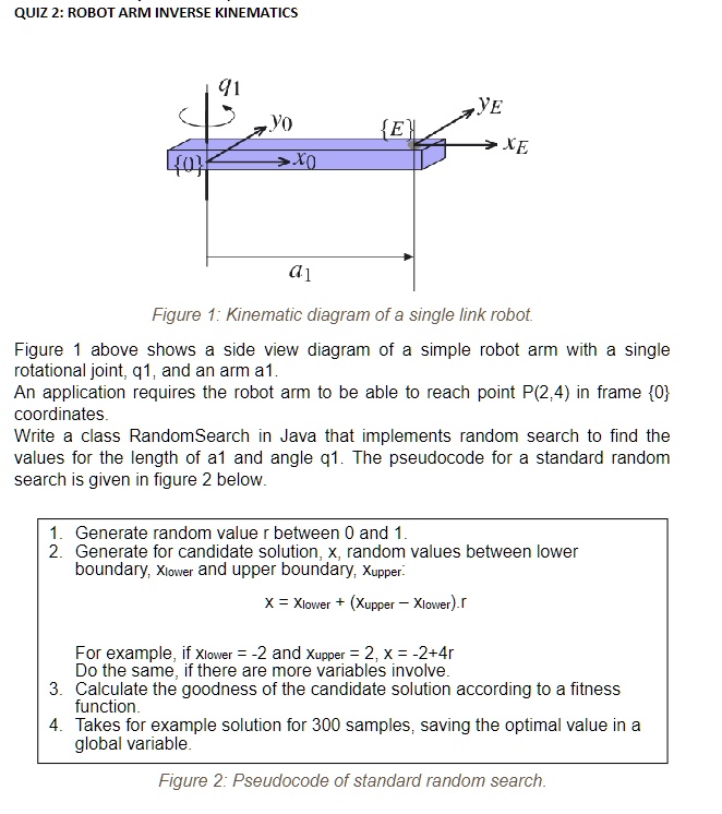 QUIZ 2: ROBOT ARM INVERSE KINEMATICS 0 91 yo E XE XO a1 Figure 1 ...