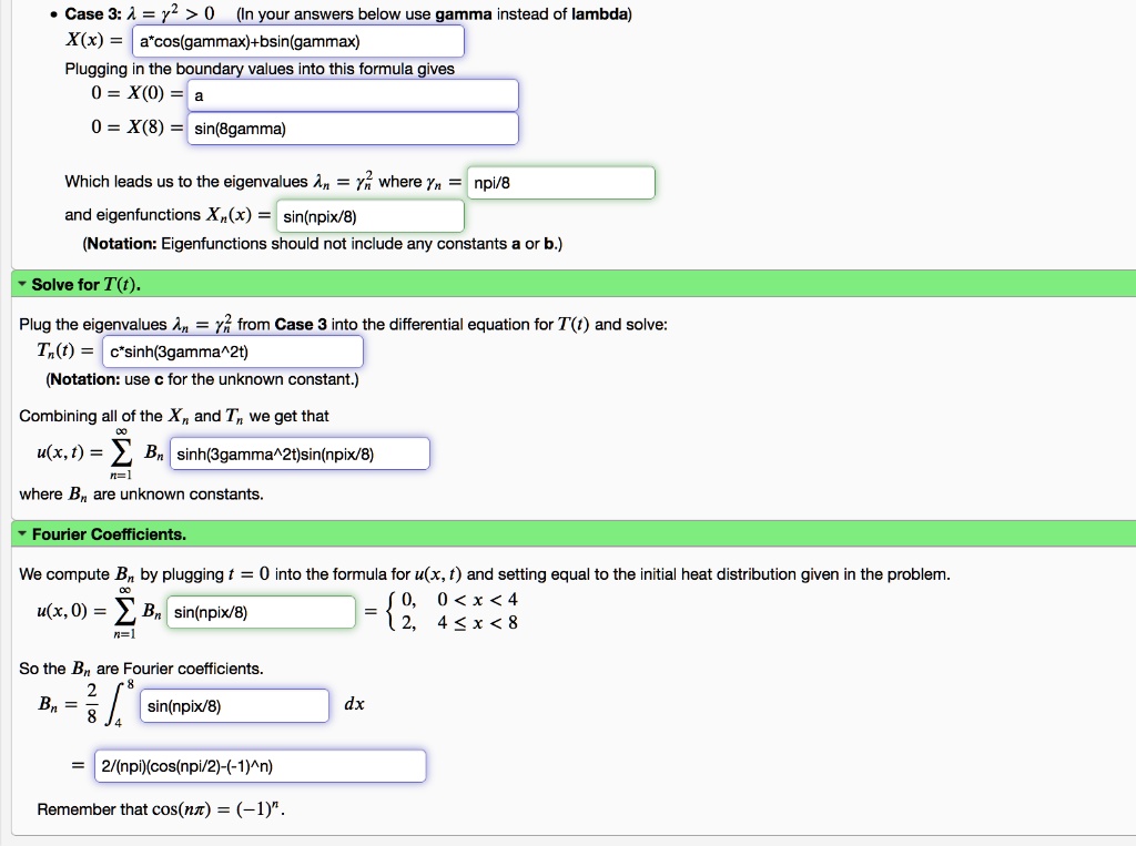 SOLVED: Case 3: 1 = Y^2 > 0 (In your answers below use gamma instead of ...