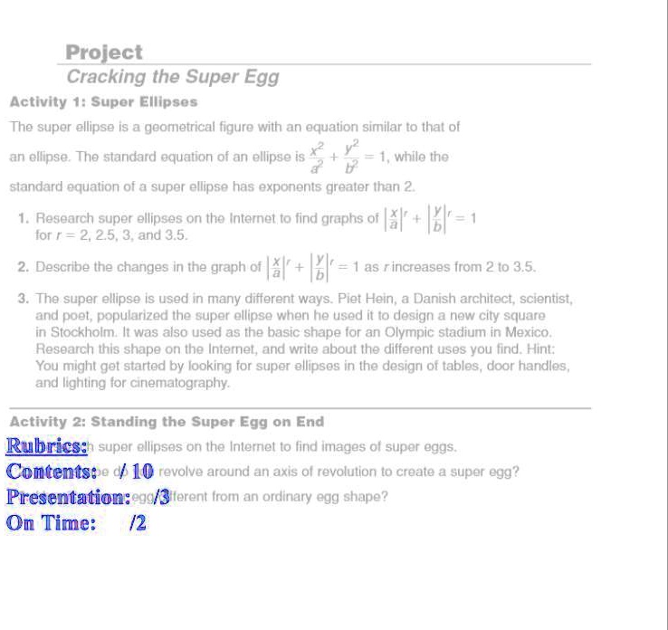 SOLVED:Project Cracking the Super Egg Activity 1: Super Elllpses The ...