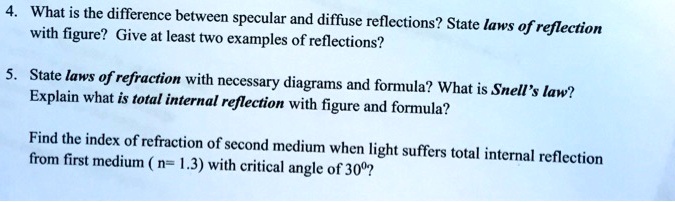 Solved What Is The Difference Between Specular And Diffuse Reflections