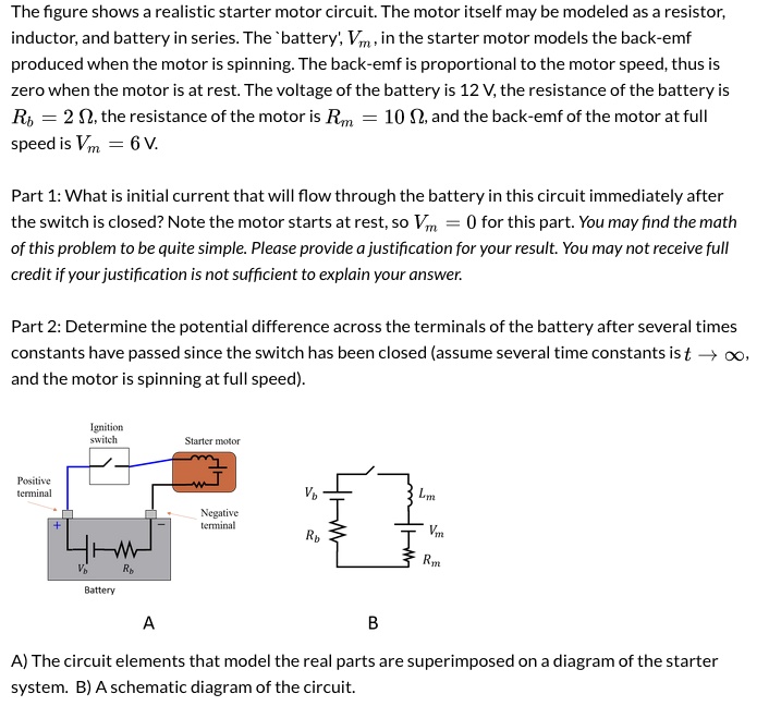 the figure shows realistic starter motor circuit the motor itself may ...