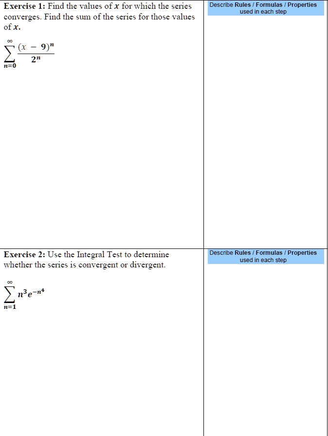 SOLVED: Exercise 1: Find the values Of X IOr Which the series converges ...