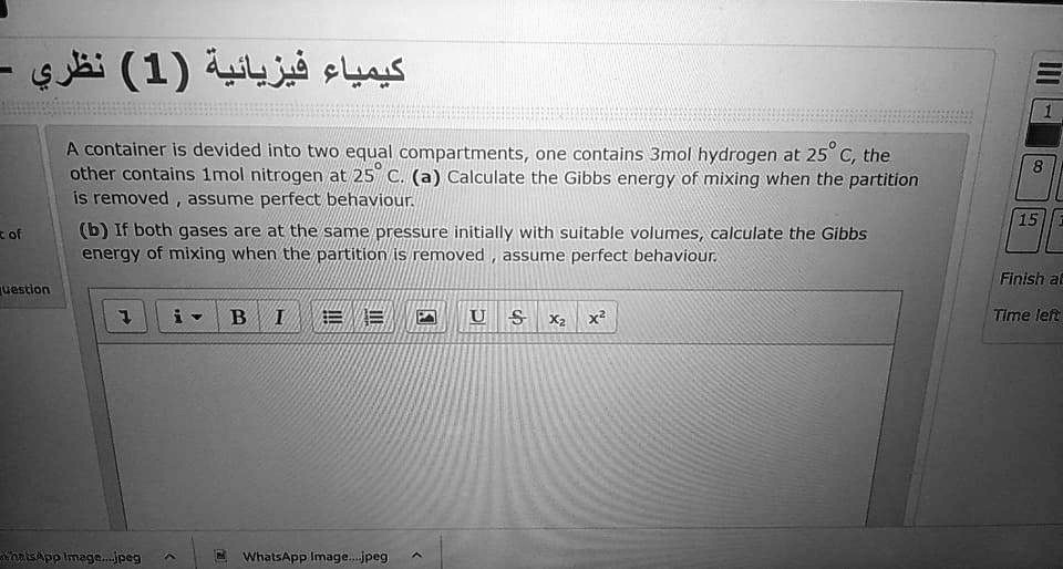 SOLVED: A container is divided into two equal compartments. One contains 3 mol of hydrogen at ...