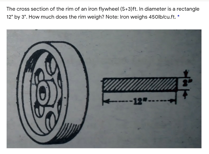 SOLVED: The cross section of the rim of an iron flywheel (S+3) ft. in ...