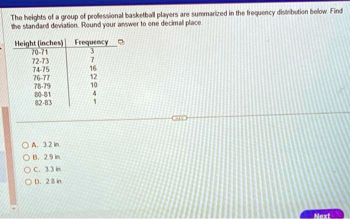 The heights of a group of professional basketball players are ...