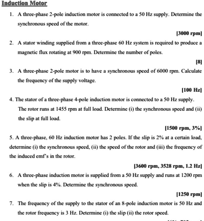 SOLVED: Step by step and kindly solve it in a picture. Induction Motor A three-phase 2-pole ...