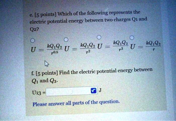 SOLVED:[5 points] Which of the following represents the electric ...