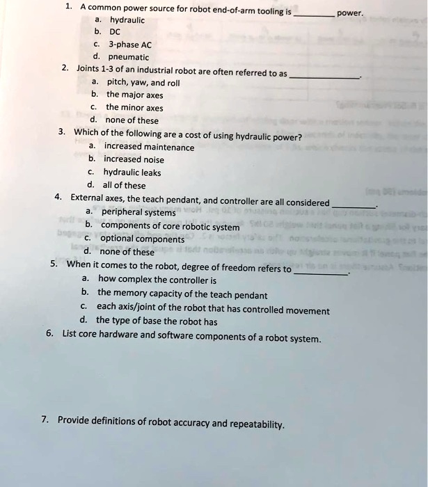 1. A common power source for robot end-of-arm tooling is power. a ...