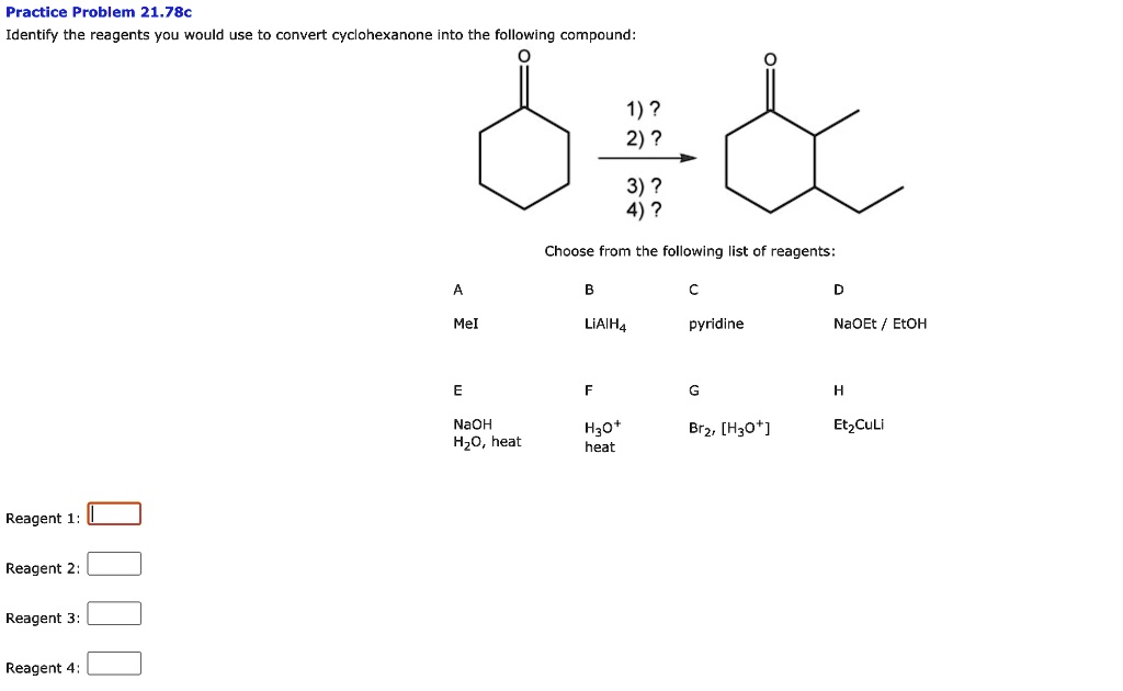 practice problem 2178c identify the reagents you would use to convert ...