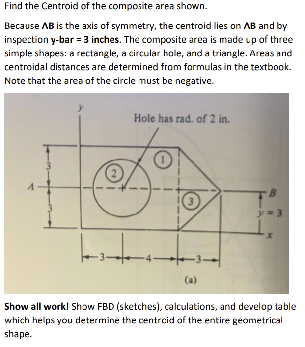 SOLVED: Find the Centroid of the composite area shown. Because 𝐀 𝐁 is the axis of symmetry, the ...