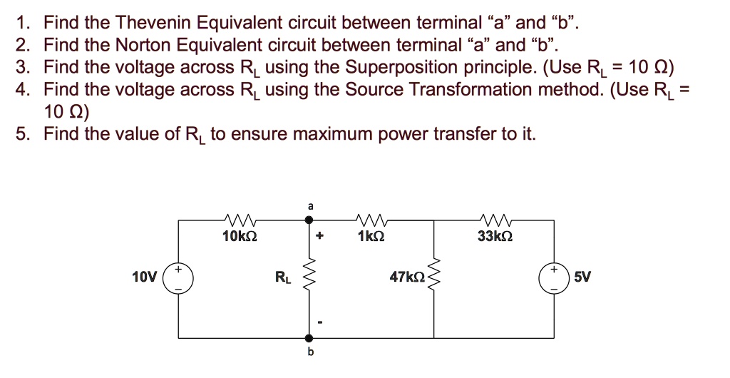 SOLVED: 1. Find the Thevenin Equivalent circuit between terminal "a" and "b". 2. Find the Norton ...