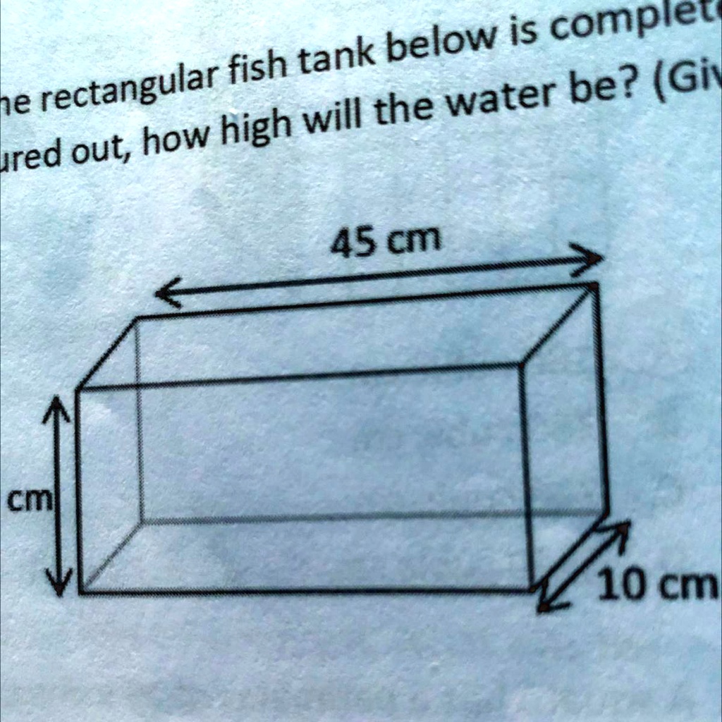 SOLVED: If the rectangular fish tank below is completely filled with ...