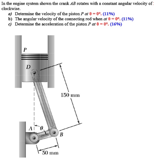 SOLVED: In the engine system shown, the crank AB rotates with a ...