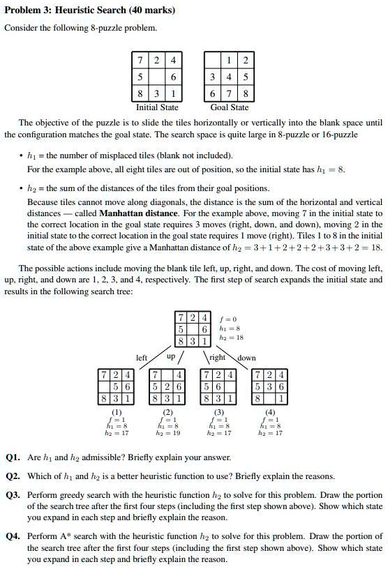 [GET ANSWER] problem 3heuristic search 40 marks consider the following ...