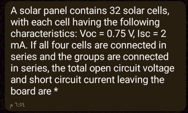 SOLVED: A solar panel contains 32 solar cells, with each cell having ...