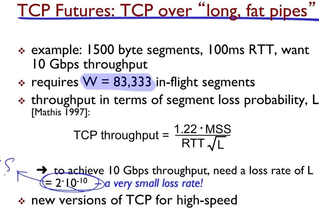 SOLVED: How to get W?? 1 TCP Futures: TCP over "long, fat pipes ...