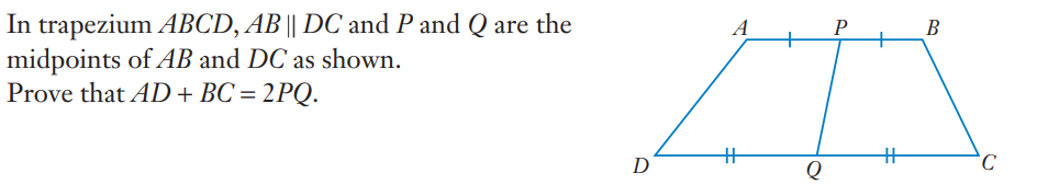 SOLVED: In trapezium A B C D, A B D C and P and Q are the midpoints of A B and D C as shown ...