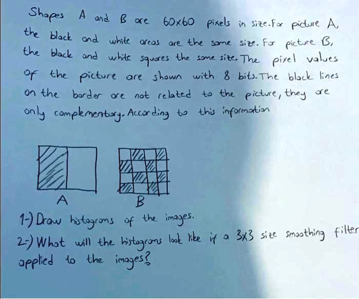 SOLVED: Texts: Shapes A and B are the black and white areas, each 60x60 ...
