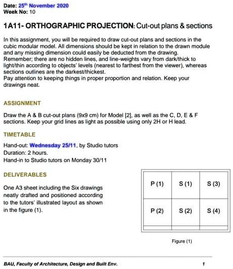 SOLVED: Dalo: November 2020 Week No: 1AII- ORTHOGRAPHIC PROJECTION: Cut ...