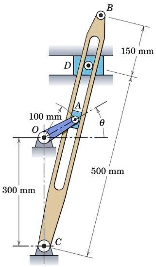 SOLVED: The quick return mechanism consists of the OA crank and the CB ...