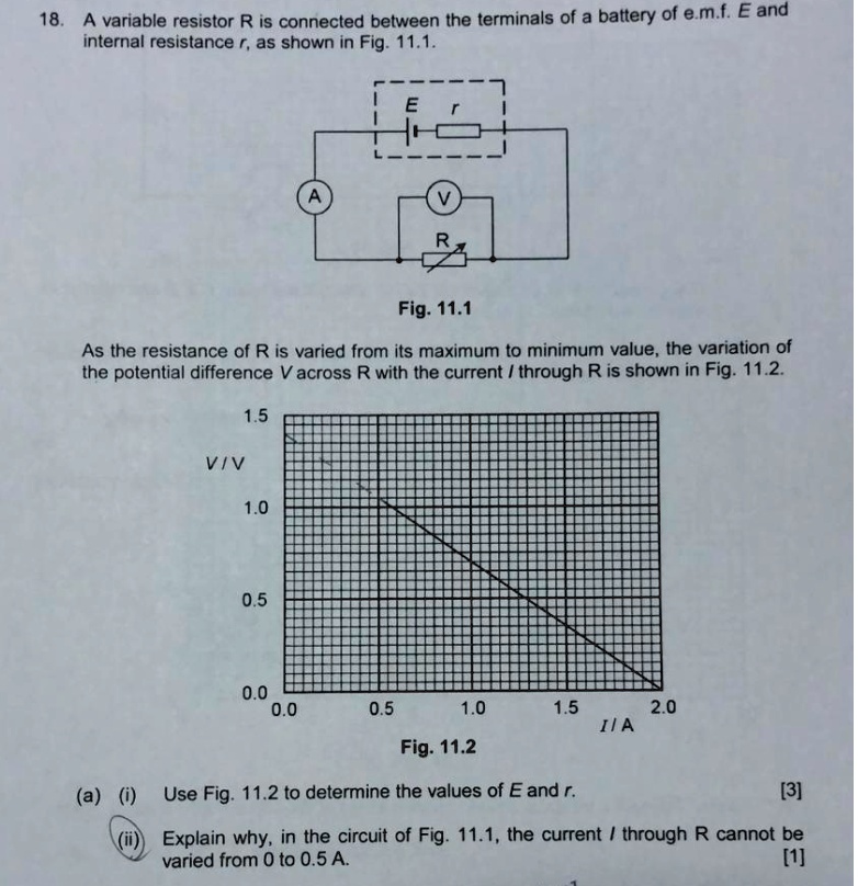 SOLVED: 18 A variable resistor R is connected between the terminals of a battery of e.m.f E and ...