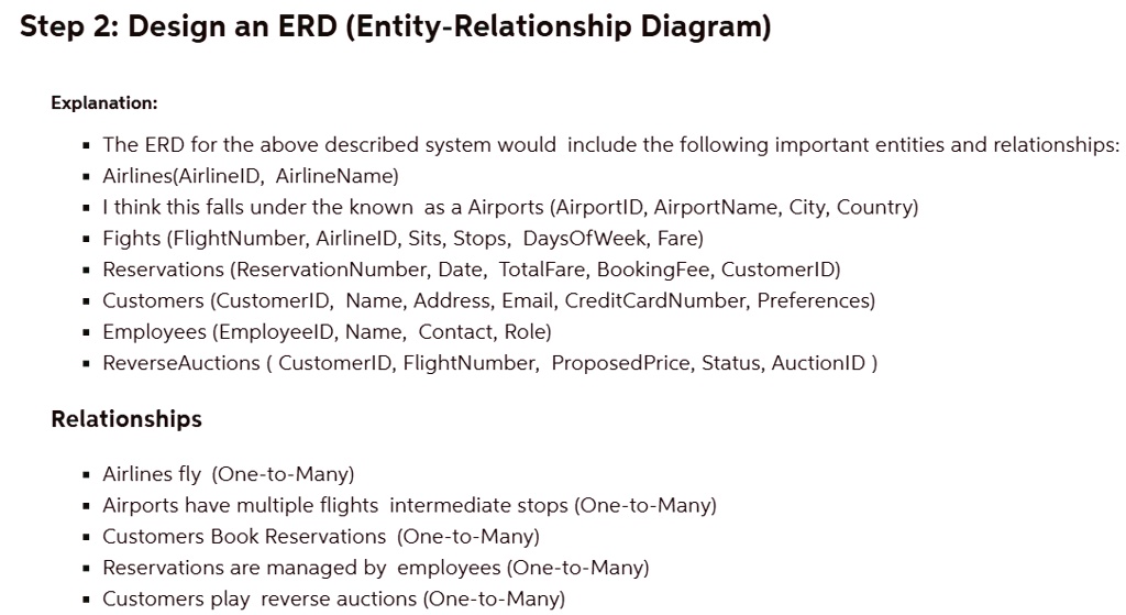 [GET ANSWER] step 2 design an erd entity relationship diagram ...