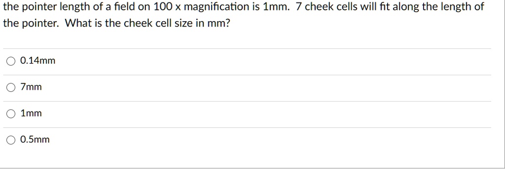 SOLVED: The pointer length of a field on 100x magnification is 1mm ...