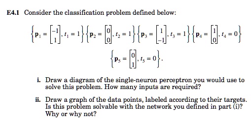 SOLVED: E4.1 Consider the classification problem defined below: ta= i ...